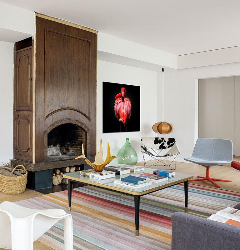 Low Table High Gloss Top, Brass Tape Framed, Black Conical Legs Brass ...