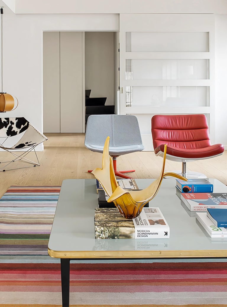 Low Table High Gloss Top, Brass Tape Framed, Black Conical Legs Brass ...