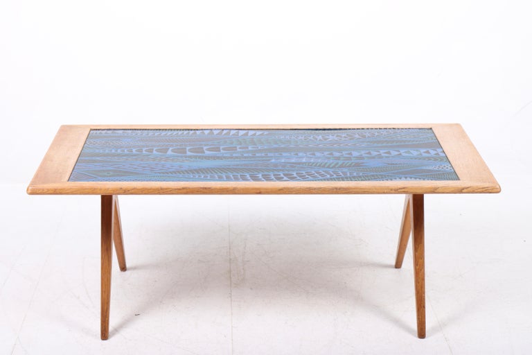 Low Table in Oak and Enamel by Stig Lindberg, 1950s For Sale at 1stDibs
