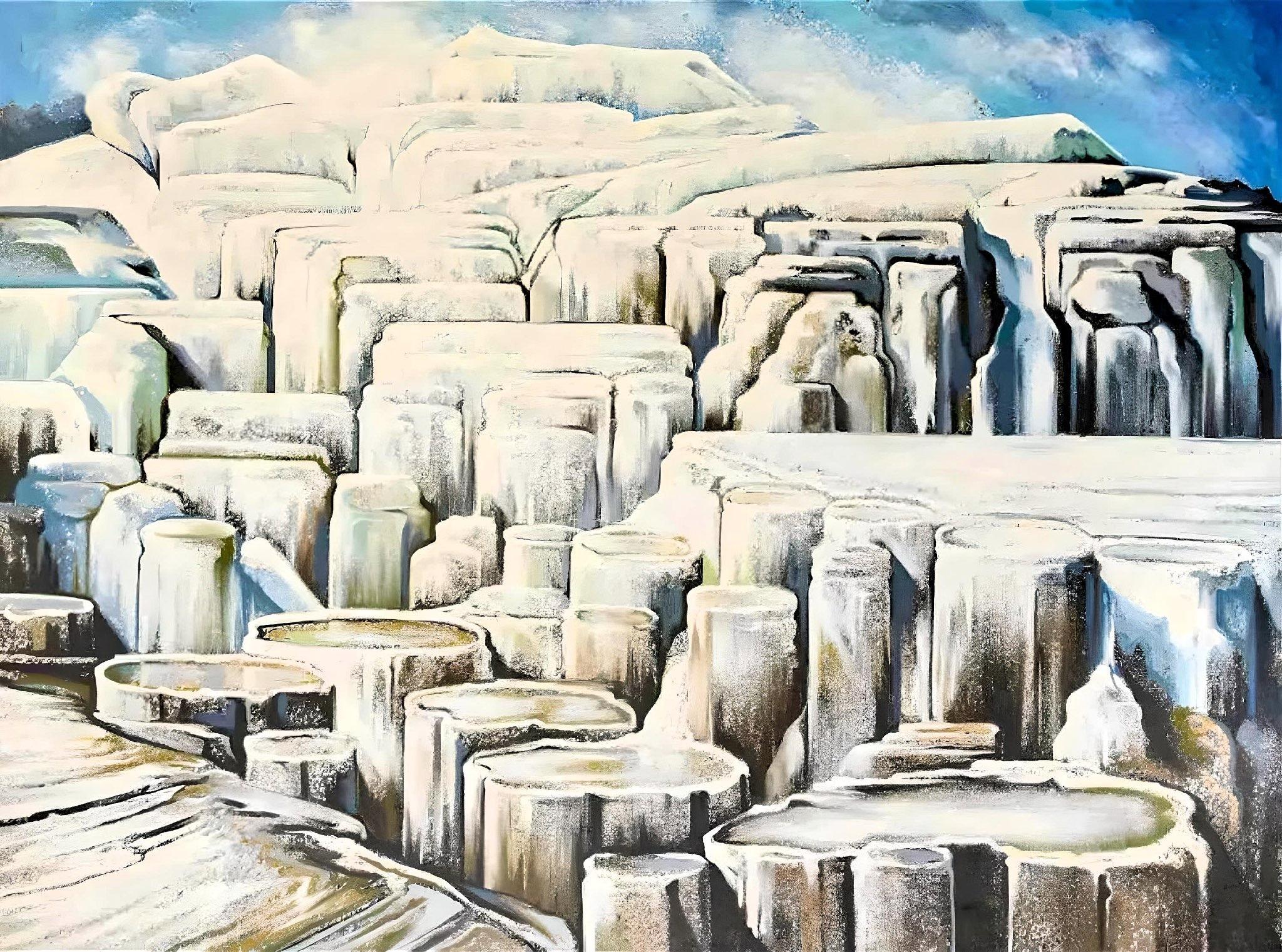 Al Freno - Pool with view -original realism-minimalism oil painting ...