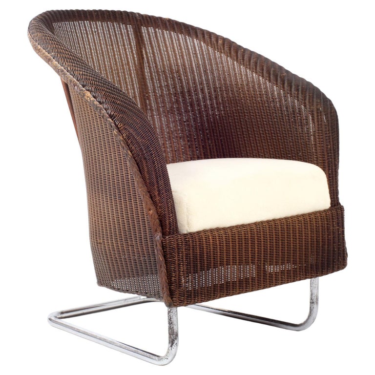 Loyd Loom Wicker Armchair by W. Lusty and Sons England 1934 For Sale at 1stDibs