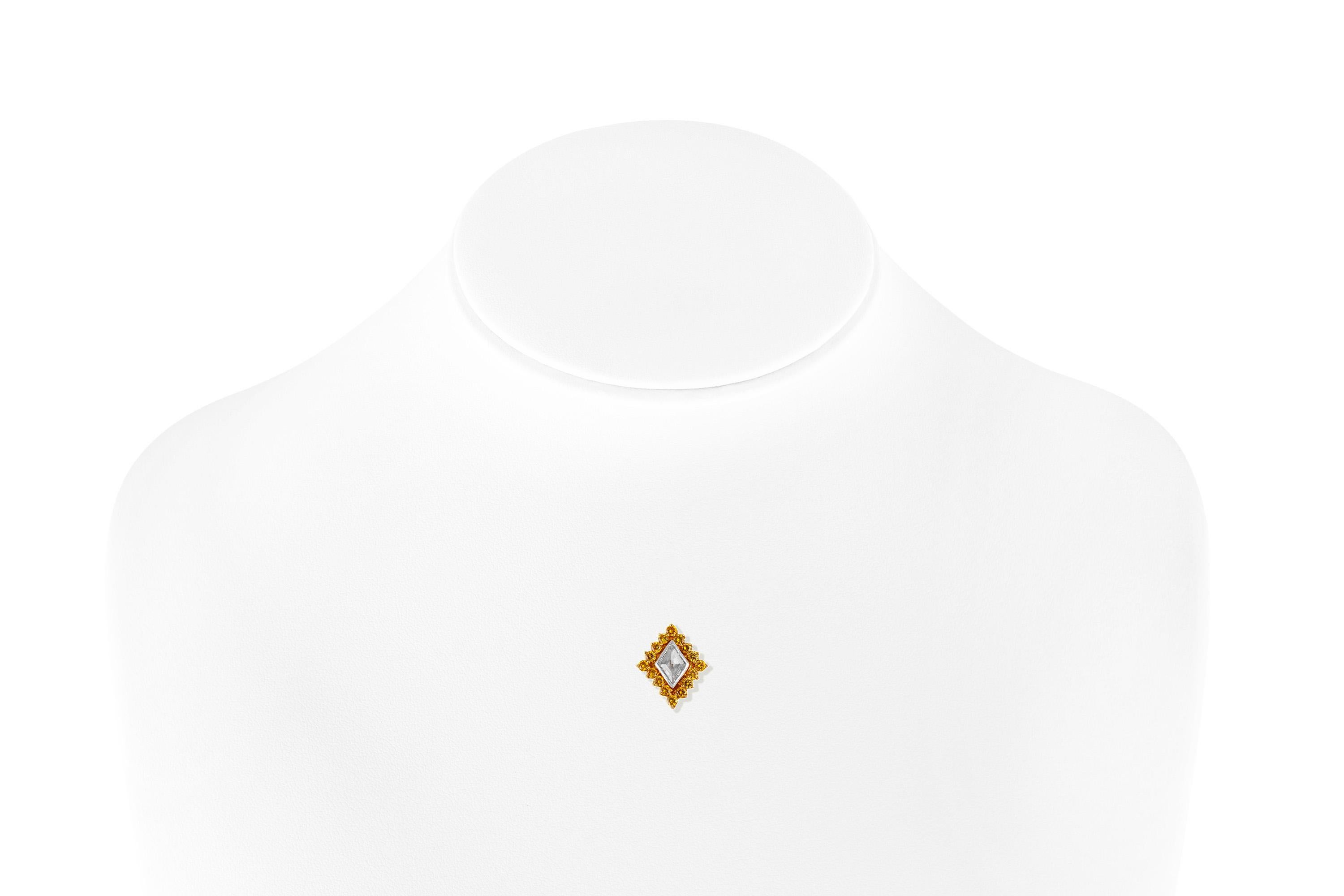 Lozenge Shaped Pendant with Halo For Sale at 1stDibs