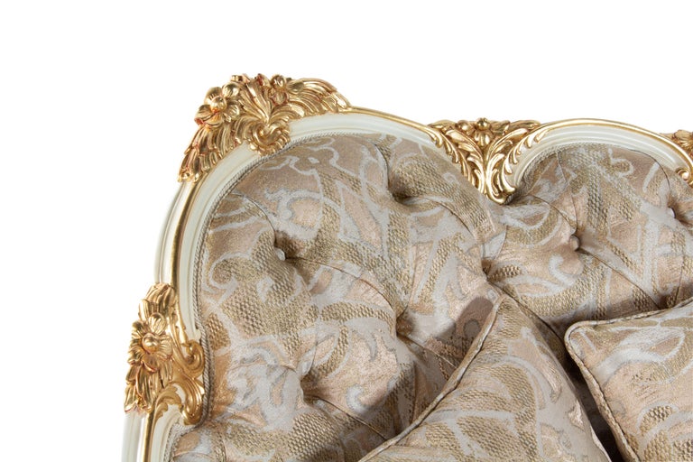 Ls XV Left Settee, Hand Carved and Gold Leaf Decorated, Made in Italy ...