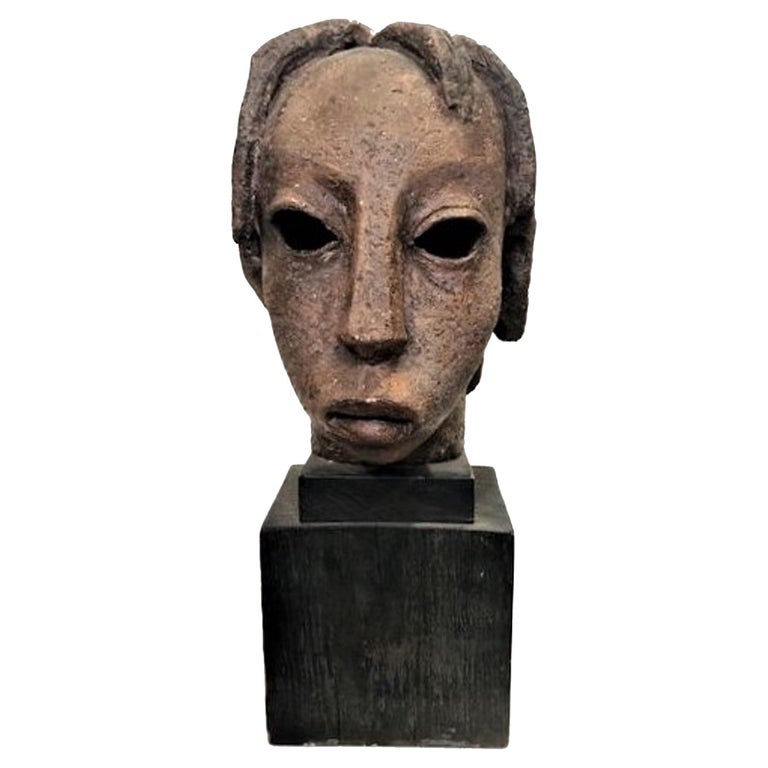 Lu Duble, "Pedro", buste en céramique moderniste américain, vers 1960 ...