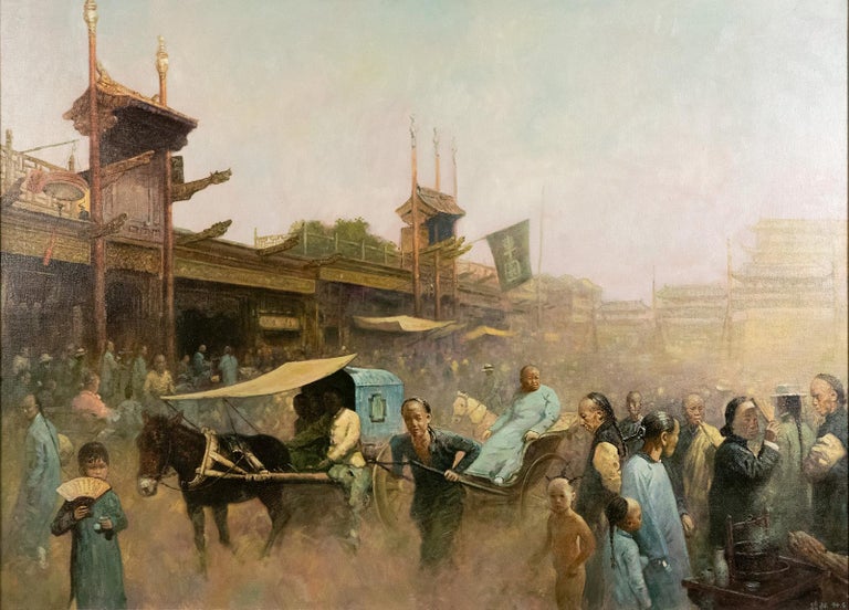 Lu Lin - Forbidden City with Figures, (1994) by Lu Lin For Sale at 1stDibs