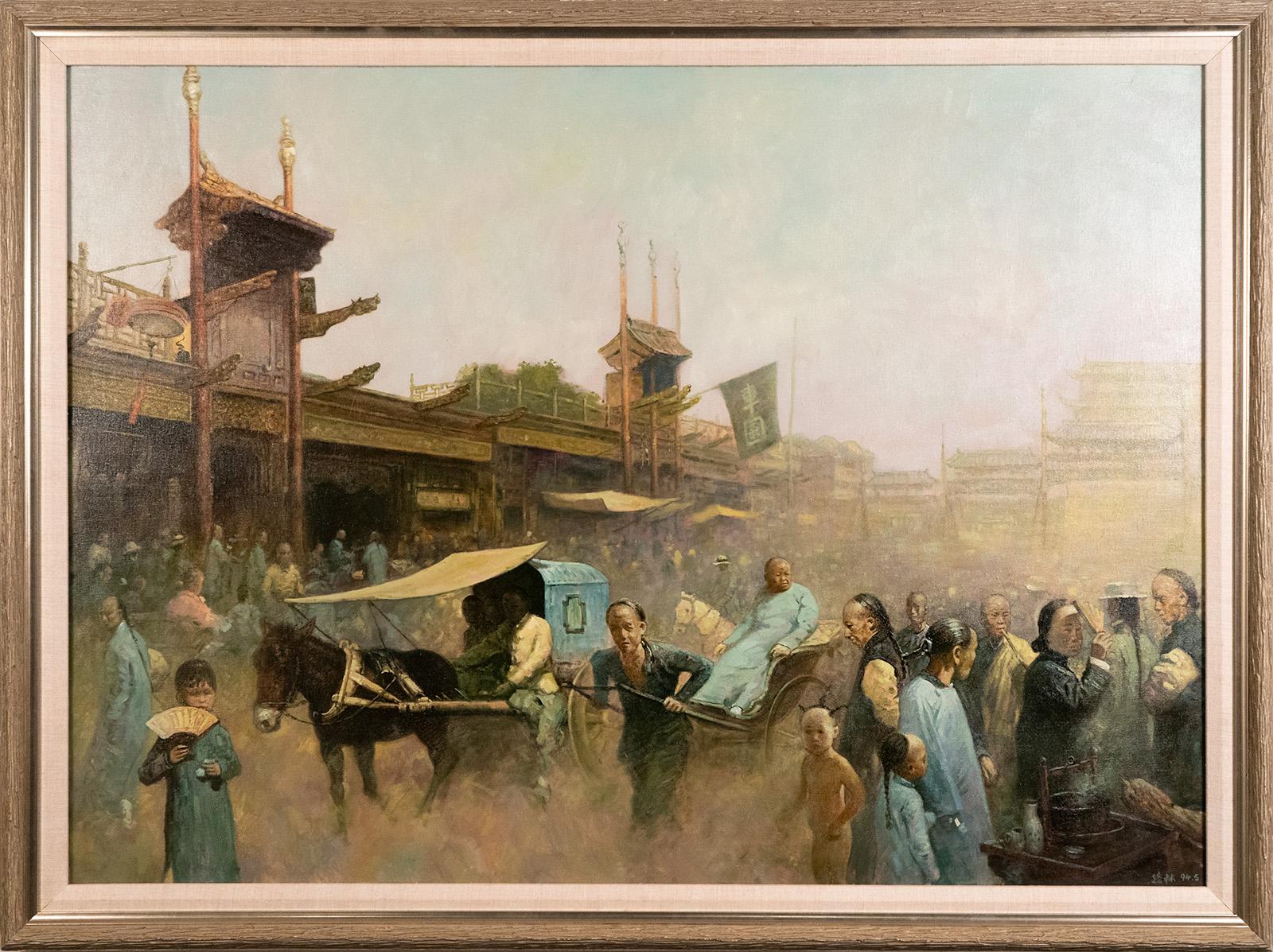Lu Lin - Forbidden City with Figures, (1994) by Lu Lin For Sale at 1stDibs