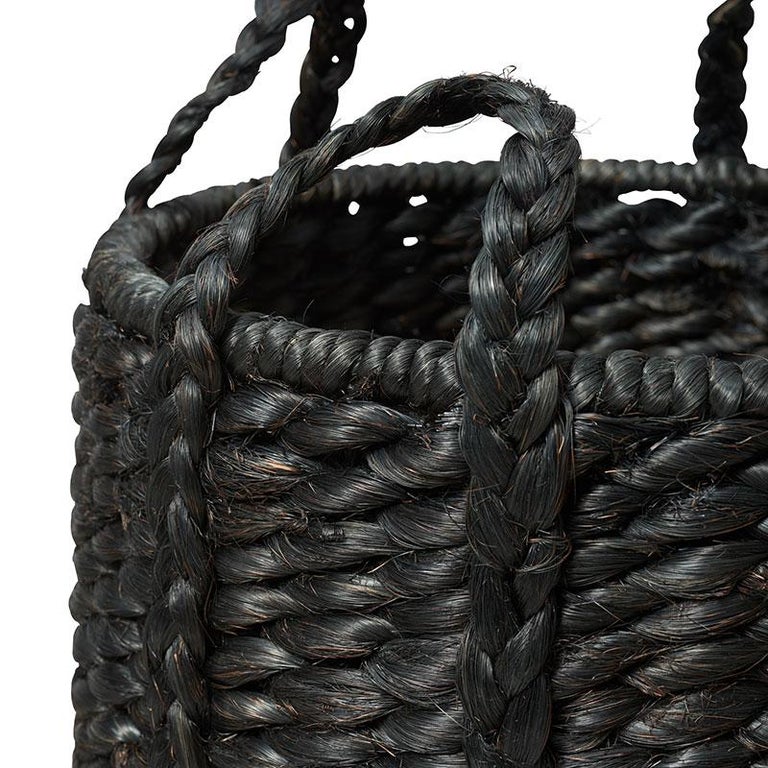 Lubid Abaca Basket , Black 16" For Sale at 1stDibs