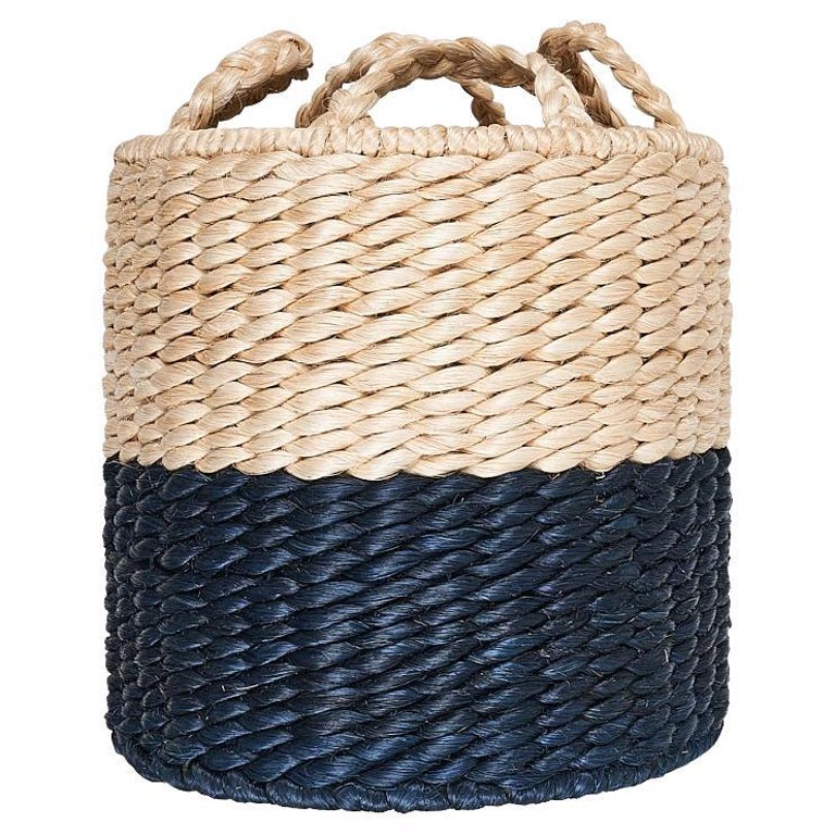 Lubid Abaca Basket, Blue Dipped 20" For Sale at 1stDibs