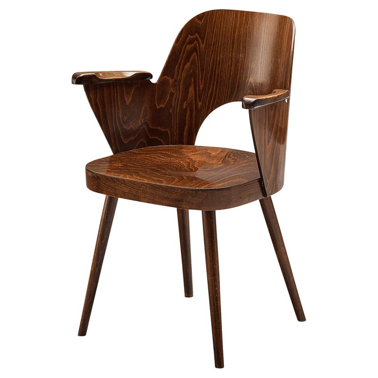 Lubomír Hofmann for TON Armchair in Stained Wood For Sale at 1stDibs