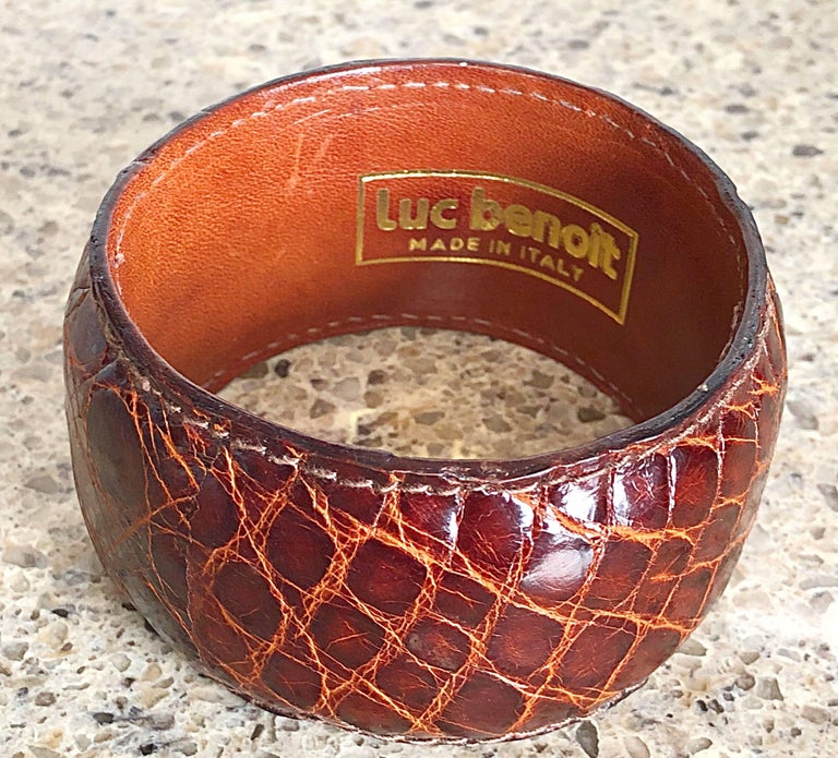 Luc Benoit 1970s Alligator Crocodile Cognac Brown 70s Vintage Bangle ...