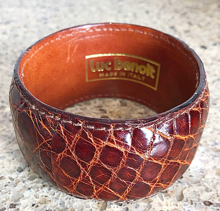 Luc Benoit 1970s Alligator Crocodile Cognac Brown 70s Vintage Bangle ...