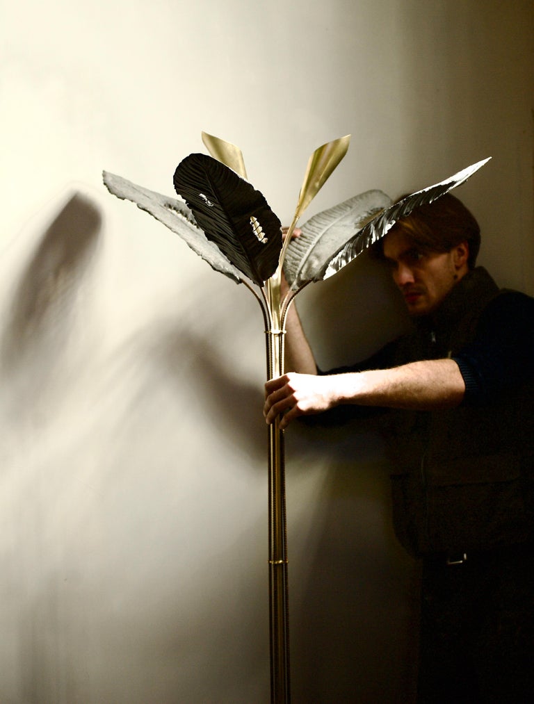 Luca Biancheri, Luna, Palm, Contemporary Floor Lamp, Concrete, Brass ...