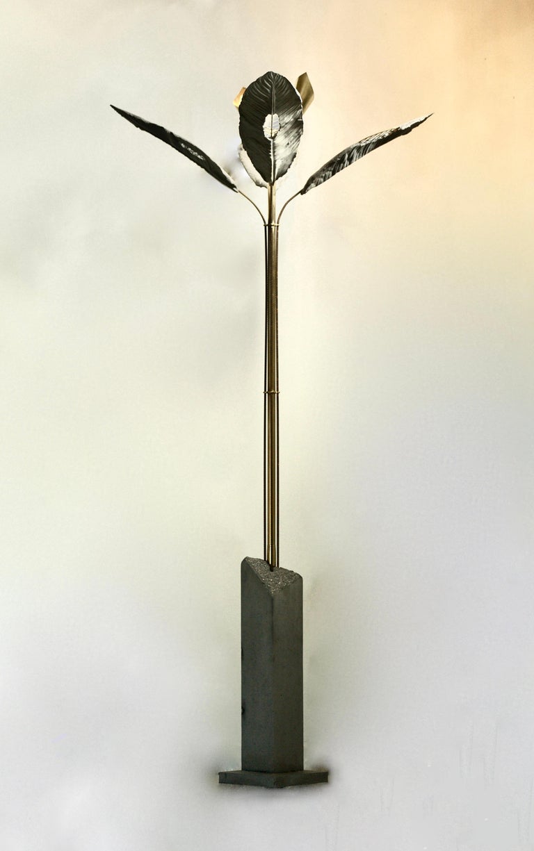 Luca Biancheri, Luna, Palm, Contemporary Floor Lamp, Concrete, Brass ...