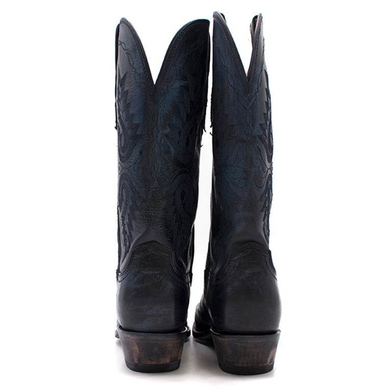 Lucchese Bootmaker Pointed Blue Leather Western Boots US 8.5 at 1stDibs
