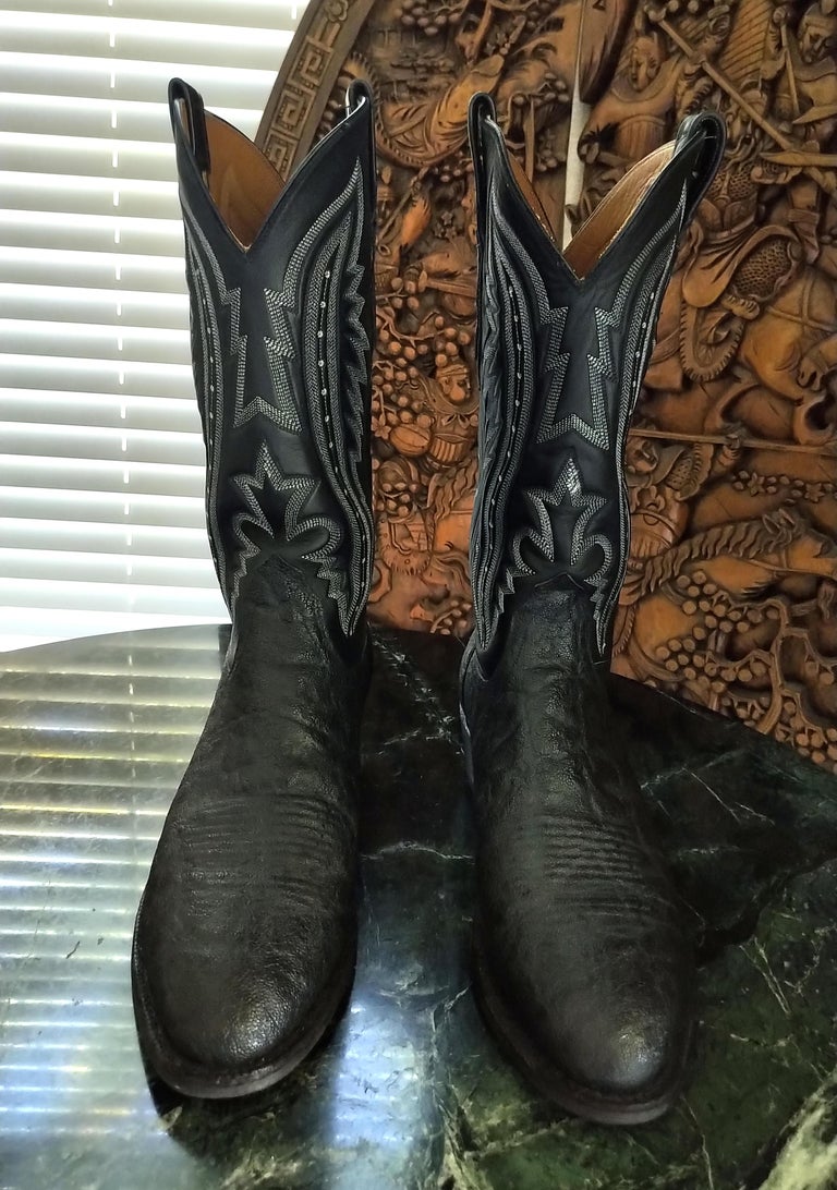 Lucchese Exotic Elephant Handmade Black 10.5 D Mens Western Cowboy ...