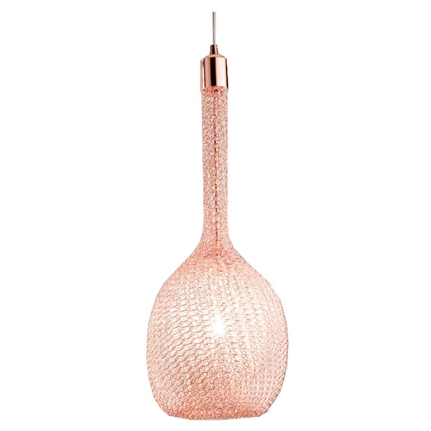 Wink Gold-Plated Pendant Lamp with Pink Fringes For Sale at 1stDibs