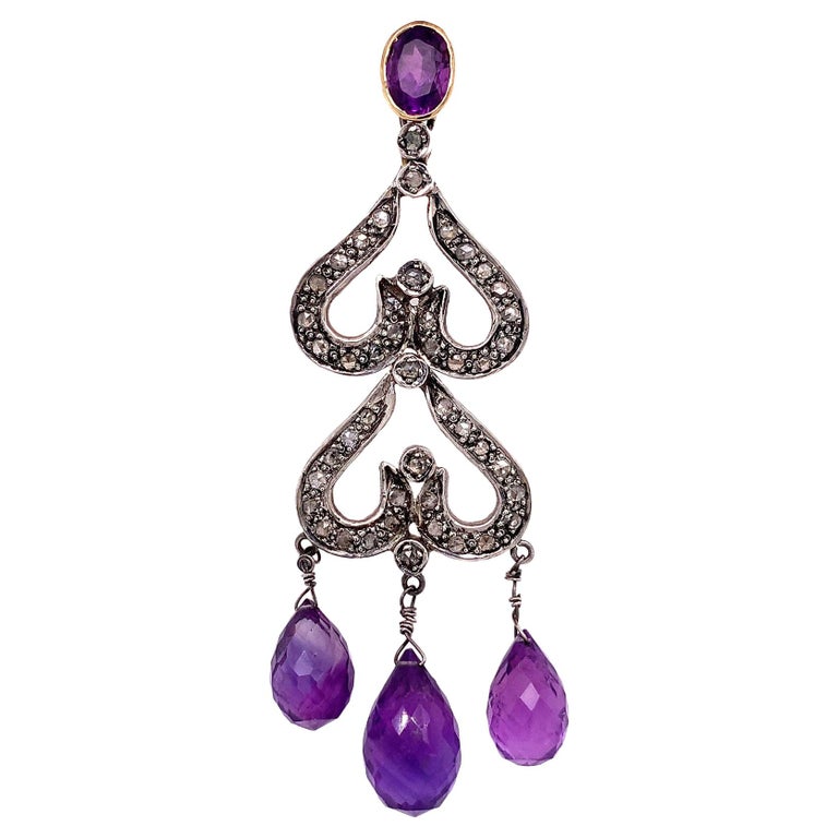 Lucea New York Amethyst and Icy Diamond Pendant For Sale at 1stDibs