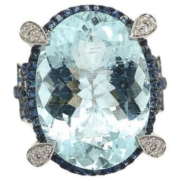 Aquamarin-Saphir-Diamant-Ring von Lucea New York im Angebot bei 1stDibs
