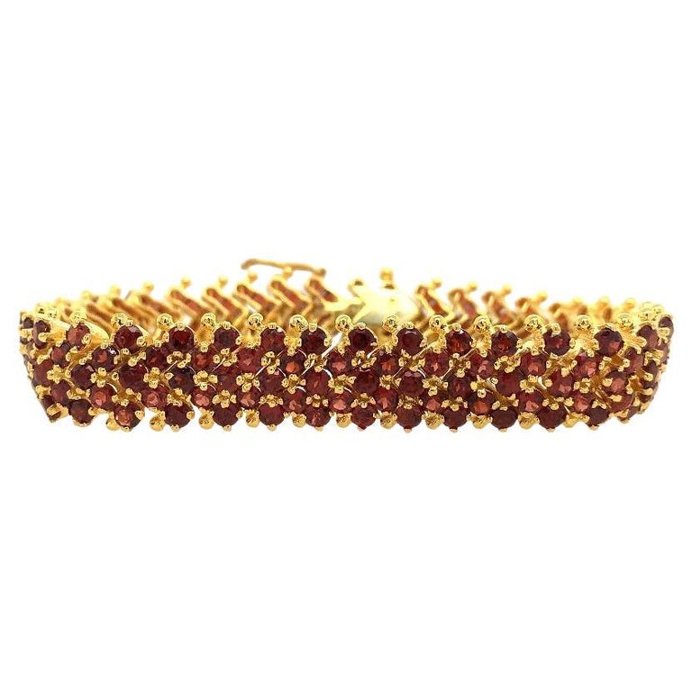 New York Garnet Silver Bracelet For Sale at 1stDibs