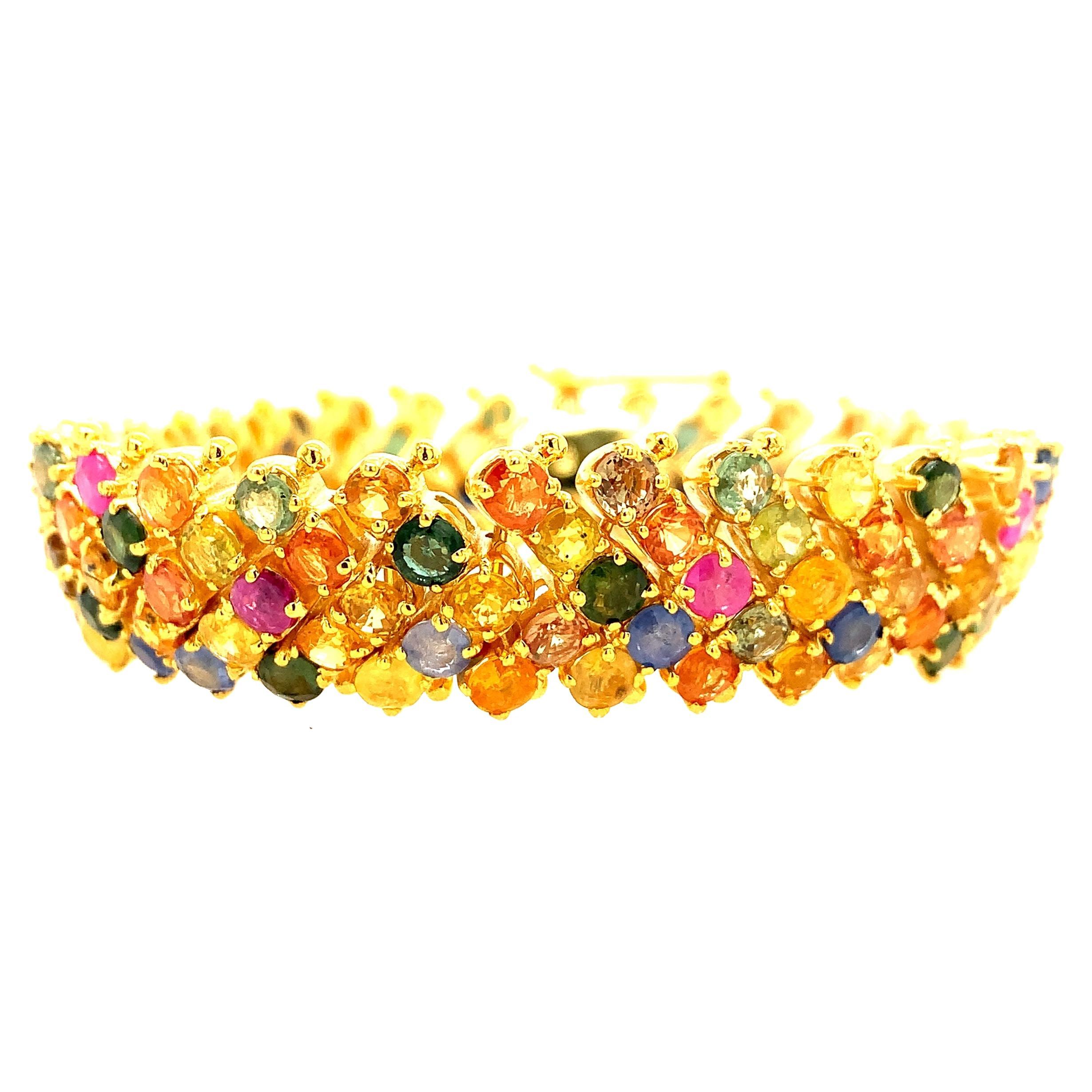 Lucea New York Multi Sapphire Silver Bracelet For Sale at 1stDibs