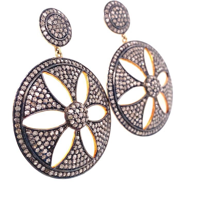 Lucea New York Rustic Diamond Drop Earring For Sale at 1stDibs