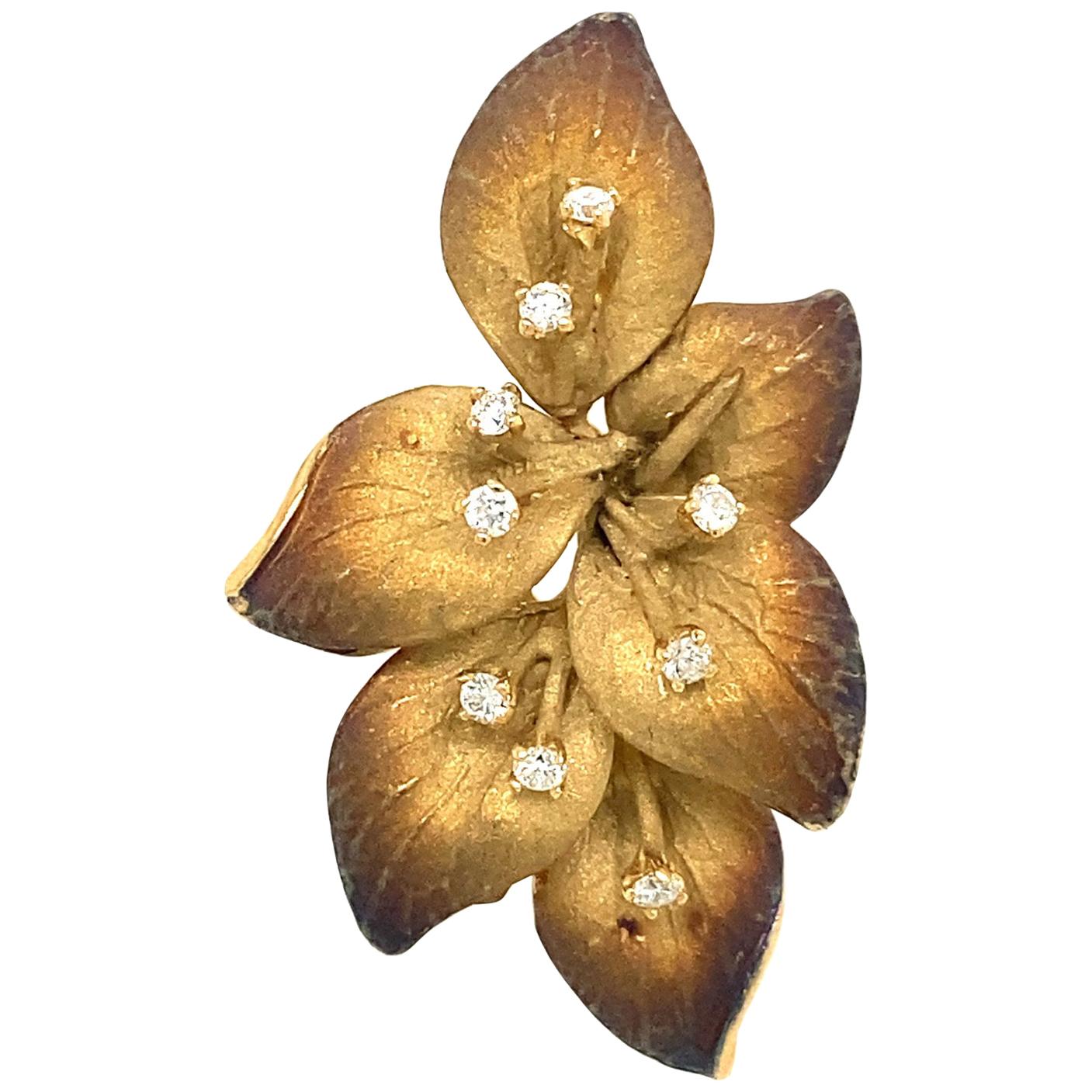 Lucea New York Tainted Rhodium with Diamond Flower Pendant For Sale at ...