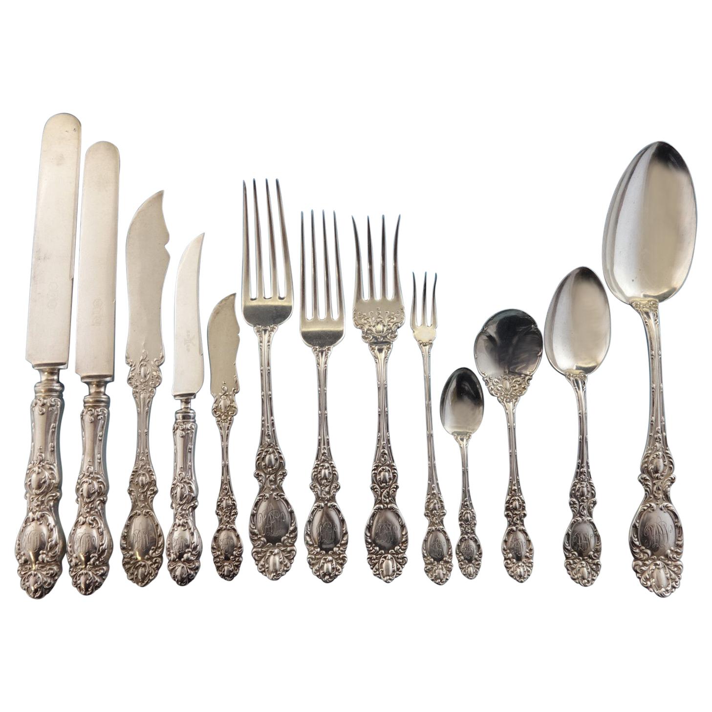 Lucerne by Wallace Sterling Silver Flatware Set of Service Fitted Box ...