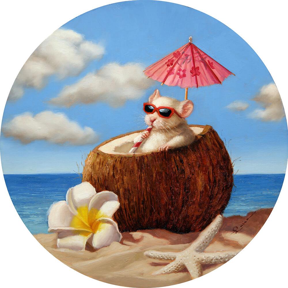 Lucia Heffernan - "Seaside Lounge" Oil Painting For Sale at 1stDibs