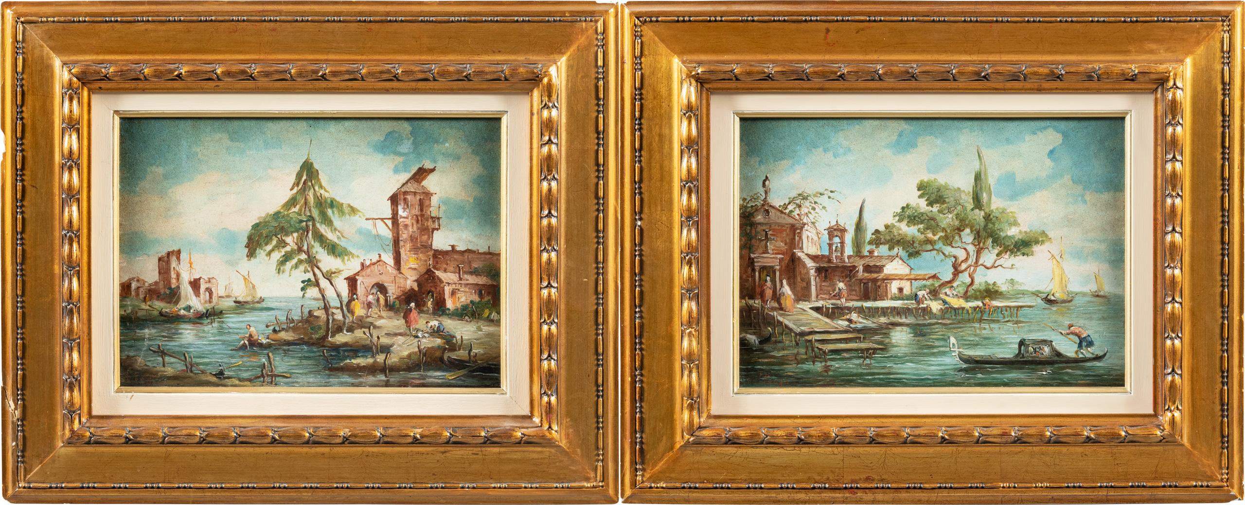 Lucia Ponga - Lucia Ponga - Pair of 19th century Venetian landscape ...