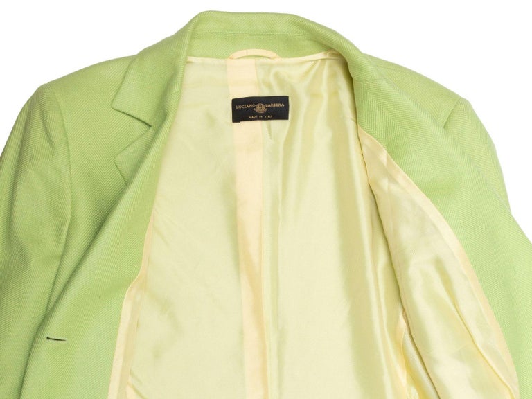 Luciano Barbera Lime Green Herringbone Cashmere Blazer For Sale at 1stDibs