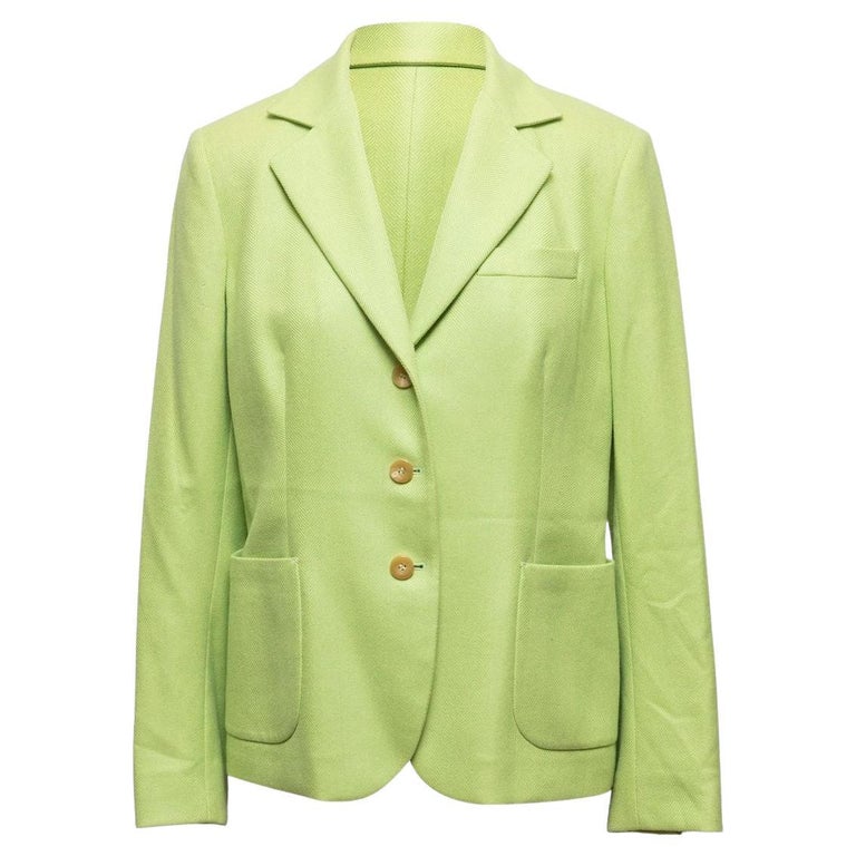 Luciano Barbera Lime Green Herringbone Cashmere Blazer For Sale at 1stDibs