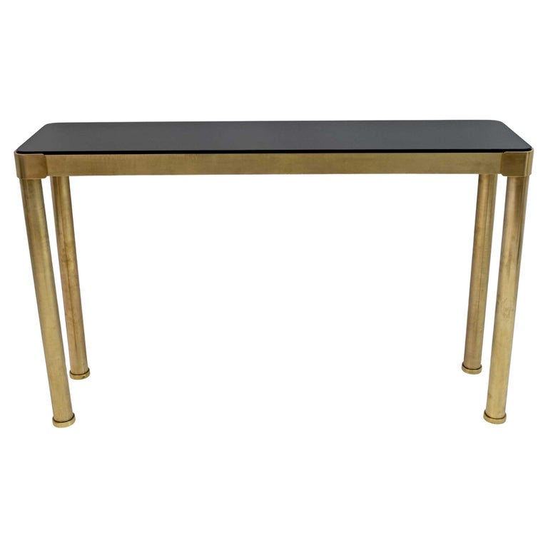 Console italienne moderne mi-siècle en verre et laiton de Luciano ...