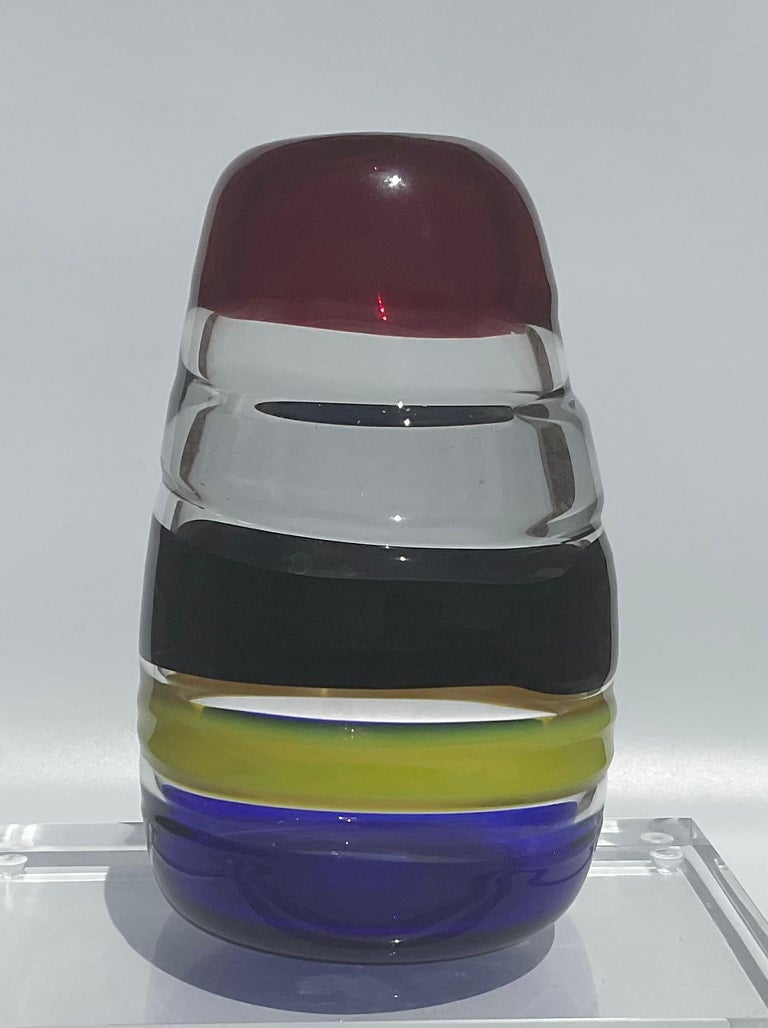 Luciano Gaspari Salviati Murano Glass Sasso Vase in brilliant applied ...