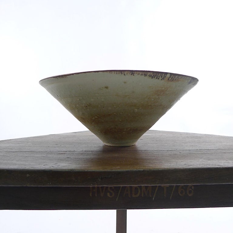 Lucie Rie, Porcelain Bowl, Flaring Conical Form, Impressed Seal Mark ...