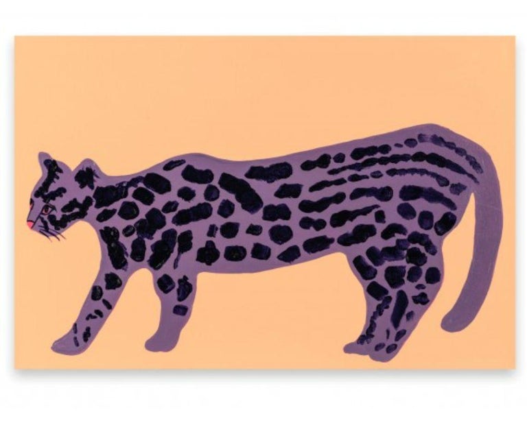 Lucie Sheridan - Long Wild Cat Acrylic on Canvas Painting by Lucie ...