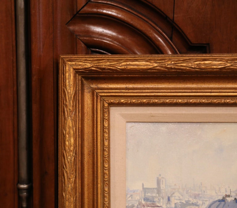 Lucien Delarue - Framed Oil on Canvas Painting "L'Ile Saint-Louis ...