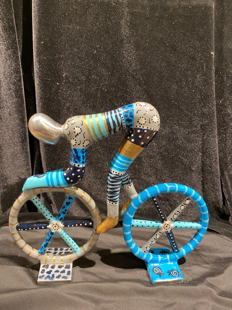 Lucien Krief - Pop Art - Pop Art decorative Bicycle Rider Blue colors ...