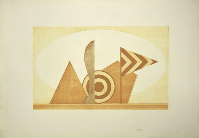Lucio Del Pezzo - Composition - Original Etching by Lucio del Pezzo ...