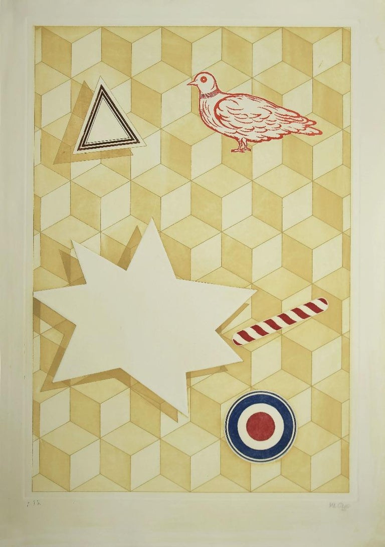 Lucio Del Pezzo - Composition - Original Etching by Lucio del Pezzo ...