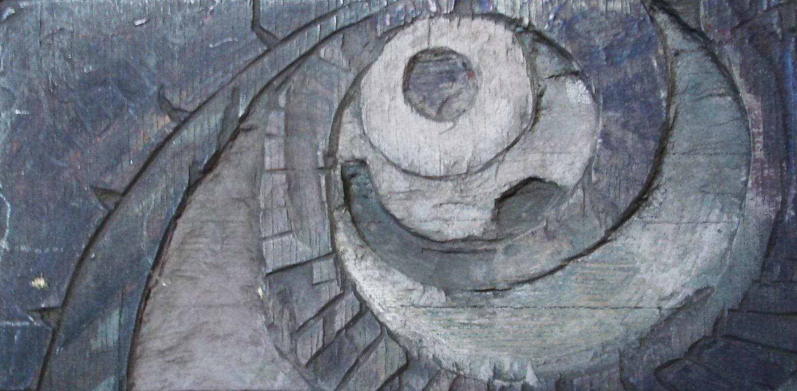 Lucio Muñoz - Abstract Modern Relief Spiral Blue Wood Expressiveness ...