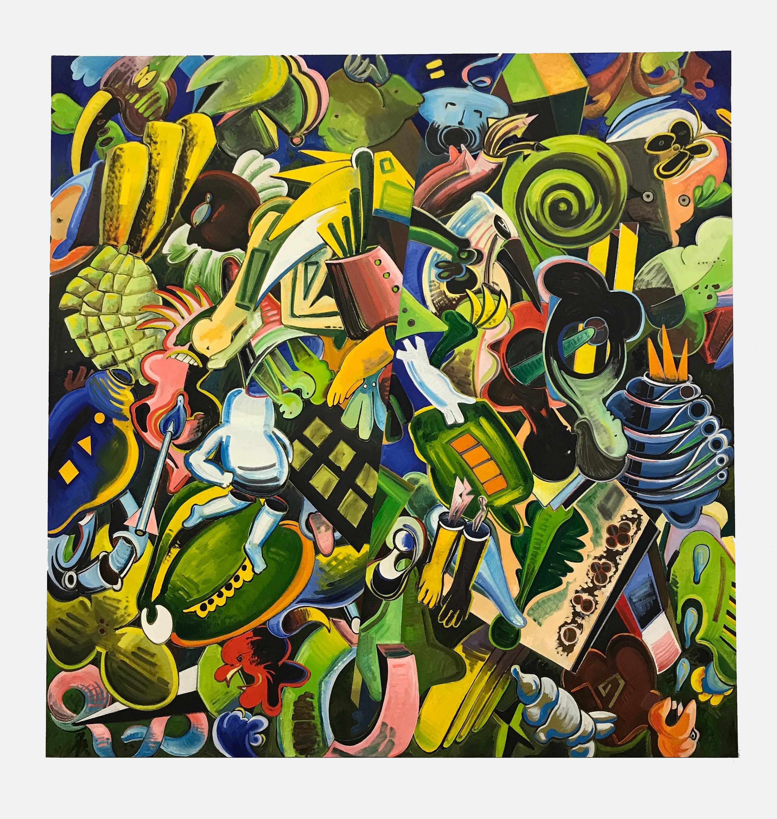 Lucio Pozzi - L'éléphant aveugle du roi et l'enfant universel, abstrait ...