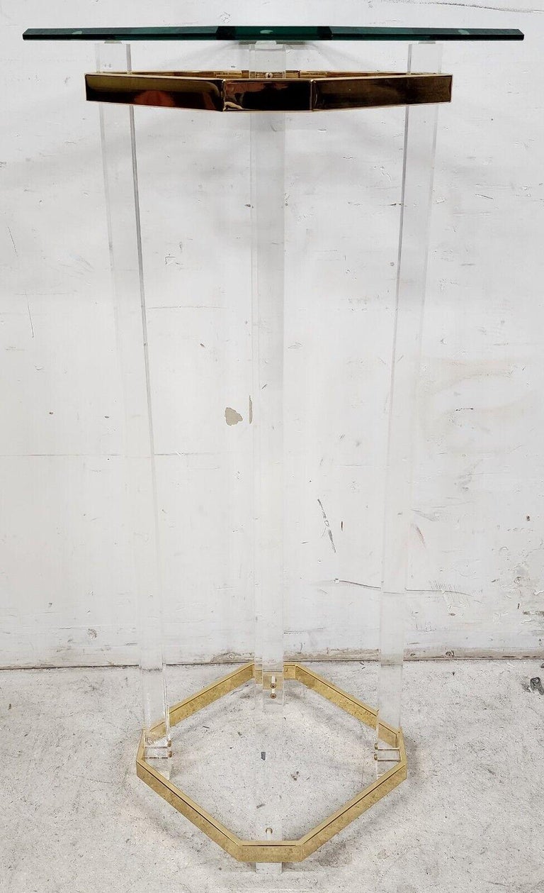 Lucite 24 Karat Gold Plated Pedestal Display Stand Charles Hollis Jones ...