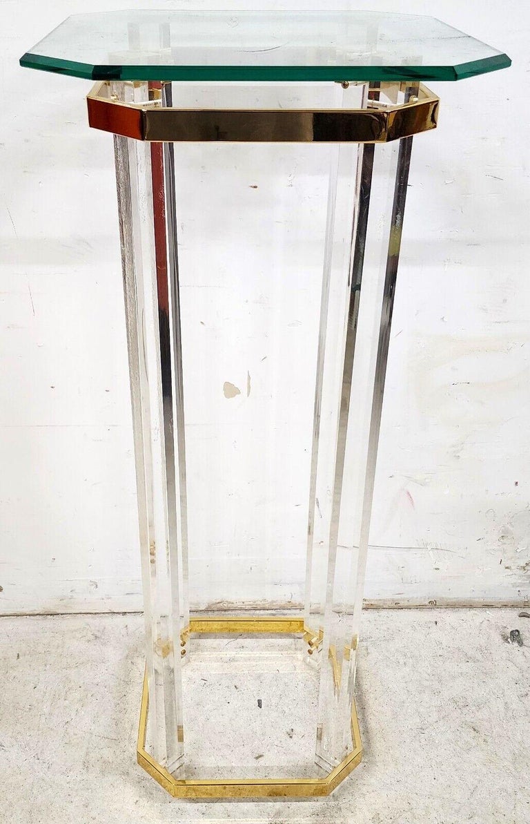 Lucite 24 Karat Gold Plated Pedestal Display Stand Charles Hollis Jones ...