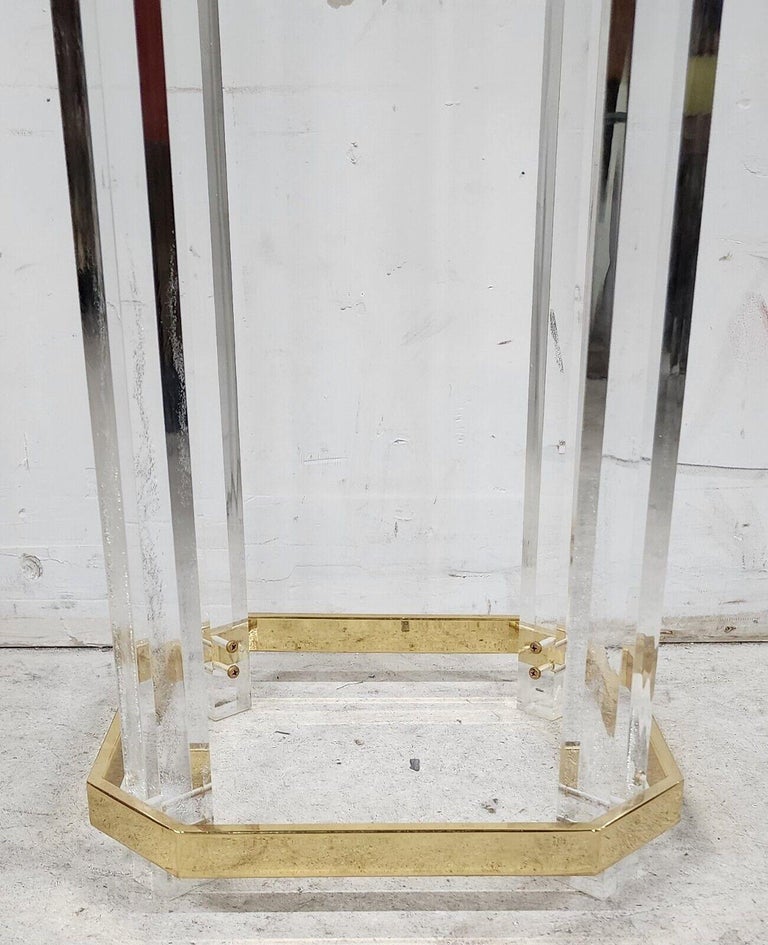 Lucite 24 Karat Gold Plated Pedestal Display Stand Charles Hollis Jones ...