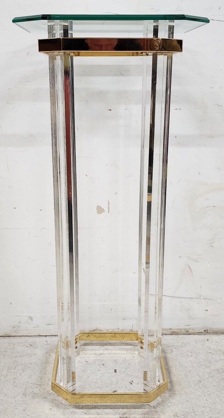 Lucite 24 Karat Gold Plated Pedestal Display Stand Charles Hollis Jones ...