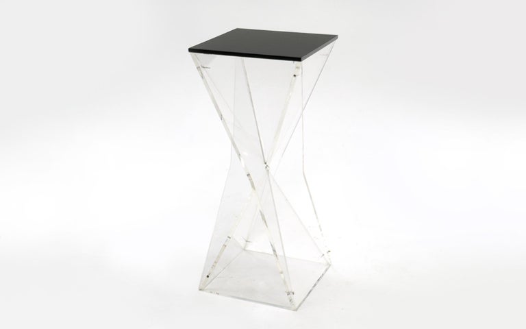 Lucite / Acrylic Pedestal Table, Clear with Black Removable Top, Sturdy ...