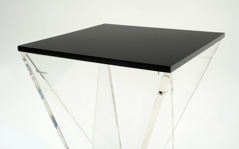 Lucite / Acrylic Pedestal Table, Clear with Black Removable Top, Sturdy ...