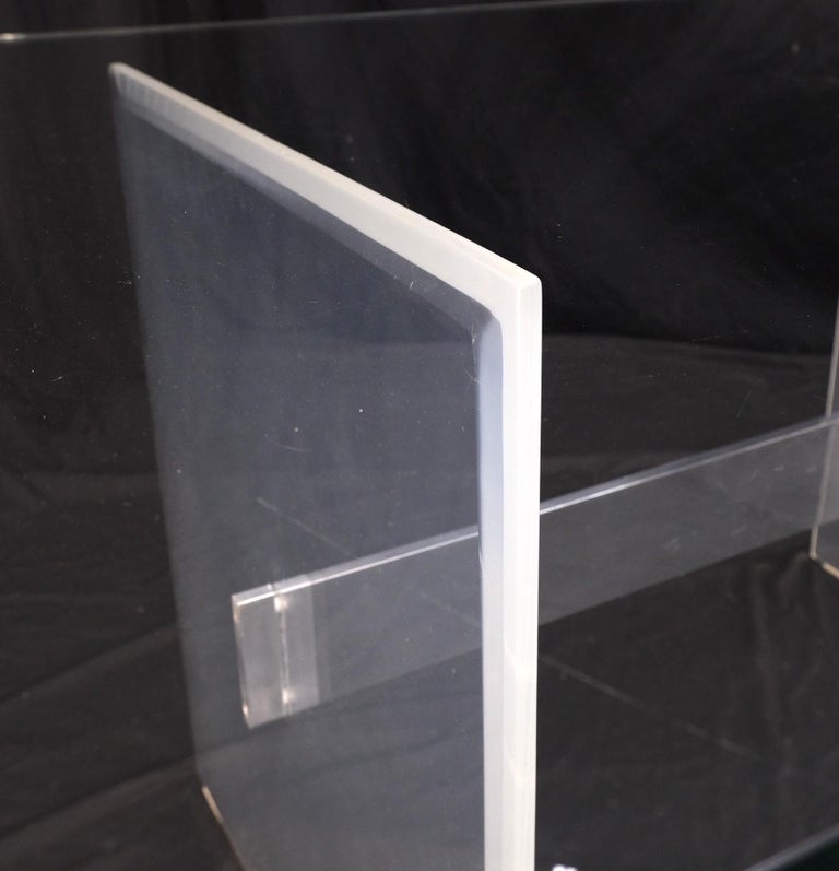 Lucite and Aluminum Base Rectangle Glass Top Dining Conference Table ...