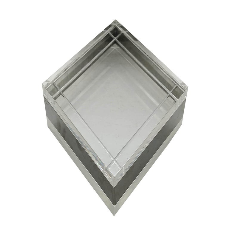 Lucite and Chrome Rhombus Box, Italy, 1970s For Sale at 1stDibs