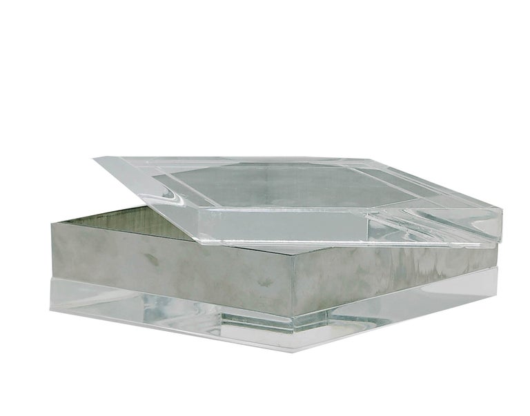 Lucite and Chrome Rhombus Box, Italy, 1970s For Sale at 1stDibs